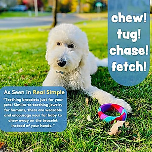 Sweet Paws Chunky Teething Rings for Dogs, Bracelet Food Grade Silicone Puppy Chew Toys for Large Puppies, Durable Dog Ring Toy for Medium Large Dogs, Puppy Teething Chews - Pink Lemonade