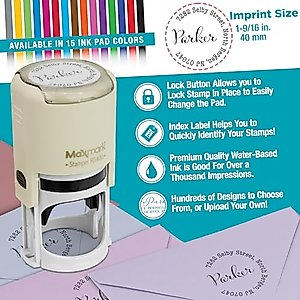 Monogram Address Stamp - Personalized Self Inking Rubber Stamp - Style 037 - with Locking Bottom Cover- Choose from 15 Ink Colors