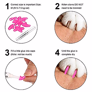 WILLBOND 200 Pieces 20 Color Cat Claw Caps with 10 Pcs Adhesive Glues and 10 Pcs Applicators Cat Claw Covers Cat Nail Tips with Instruction for Pets Cats