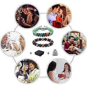 7 Chakra Yoga Meditation Bracelet Protection Bracelet , Double Layer Natural Gemstone Beads Bracelets，Tigers Eye Black Obsidian Hematite Black Agate Healing Crystal Bracelet,Feng Shui Handmade