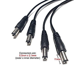 2-Pack: SuperTerrific 1 to 4-Way DC Power Splitter Adapter Cable. 4 Wire Cord for CCTV Security Camera 5.5x2.1mm 5.5mm x 2.1mm, EXT12V3M
