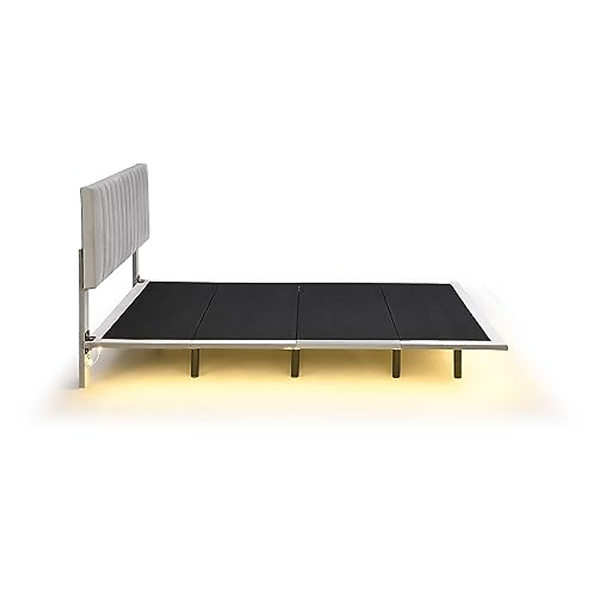 CITYLIGHT Upholstered Floating Bed Frame,Smart LED Bed Frame with Sensor Light and Headboard, Modern Velvet Floating Bed for Girls Boys Teens Adults, Grey