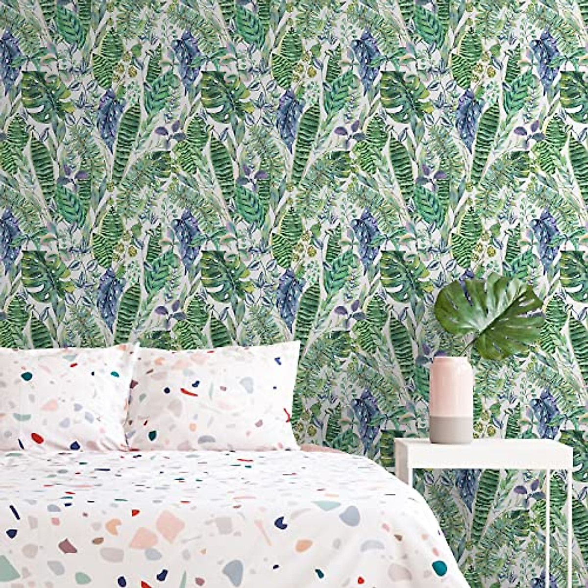 CHIHUT Green Leaf Wallpaper Peel and Stick Tropical Palm Leaf Wallpaper Self Adhesive Removable Greenery Wallpaper Botanical Contact Paper for Cabinets Walls Shelf Liner 17.7”x236” Vinyl Film