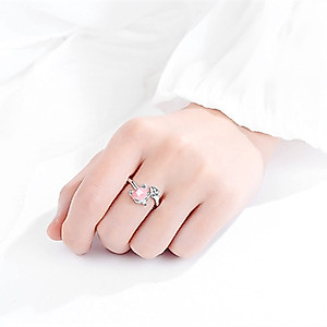 Fashion Inlaid Zircon Ring for Women Cute Fox Statement Ring Opening Ring (Silver, One Size)