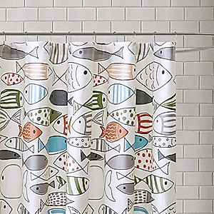 HipStyle - Sardinia - Modern Multi-color Fish - Cotton Printed - Designer Shower Curtain - 72" x 72" - Machine Washable