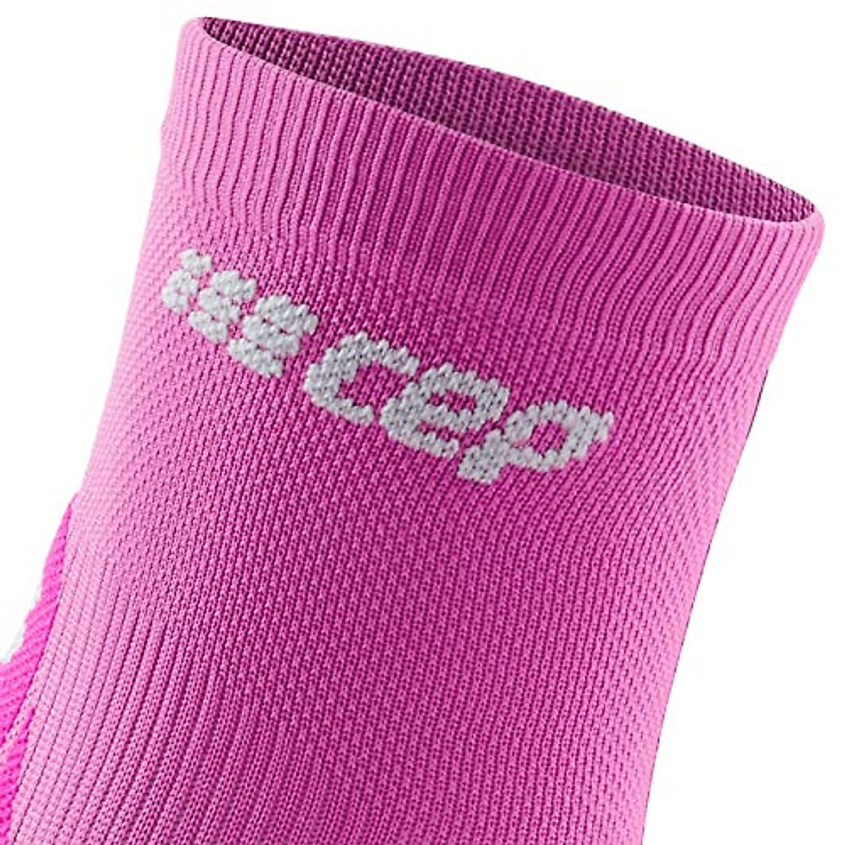 CEP Women's Ultralight Short Crew Sock Electric Pink/Light Grey Size 4