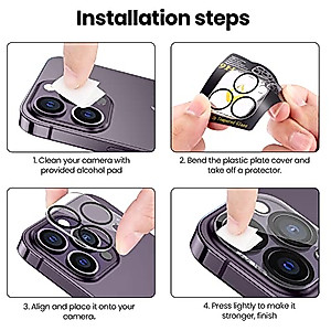 Tensea [3Pcs] for iPhone 14 Pro / 14 Pro Max Camera Screen Protector, Tempered Glass Film Camera Cover Lens Protector, Full Edge to Edge, HD Clear, Case Friendly for iPhone 14Pro 6.1"/ 14 ProMax 6.7"