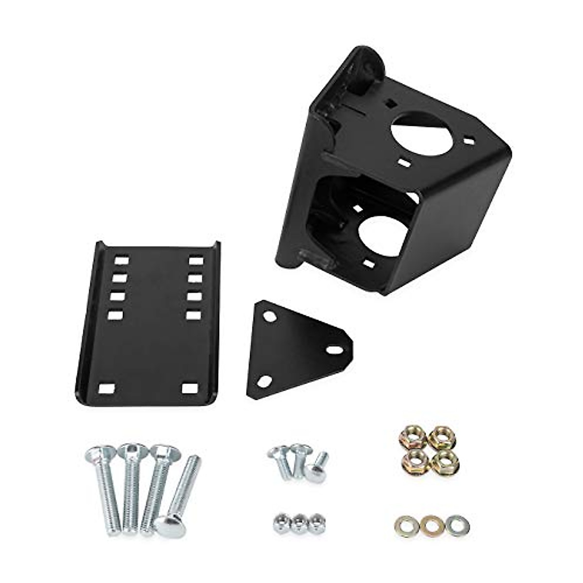 Camco Trailer Tongue Jack Bolt-On Relocation Kit | Allows for Easy Trailer Relocation | Provides Ample Tailgate Clearance Without Obstruction | for 3-Bolt & A-Frame Style Tongue Jacks (50015), Black