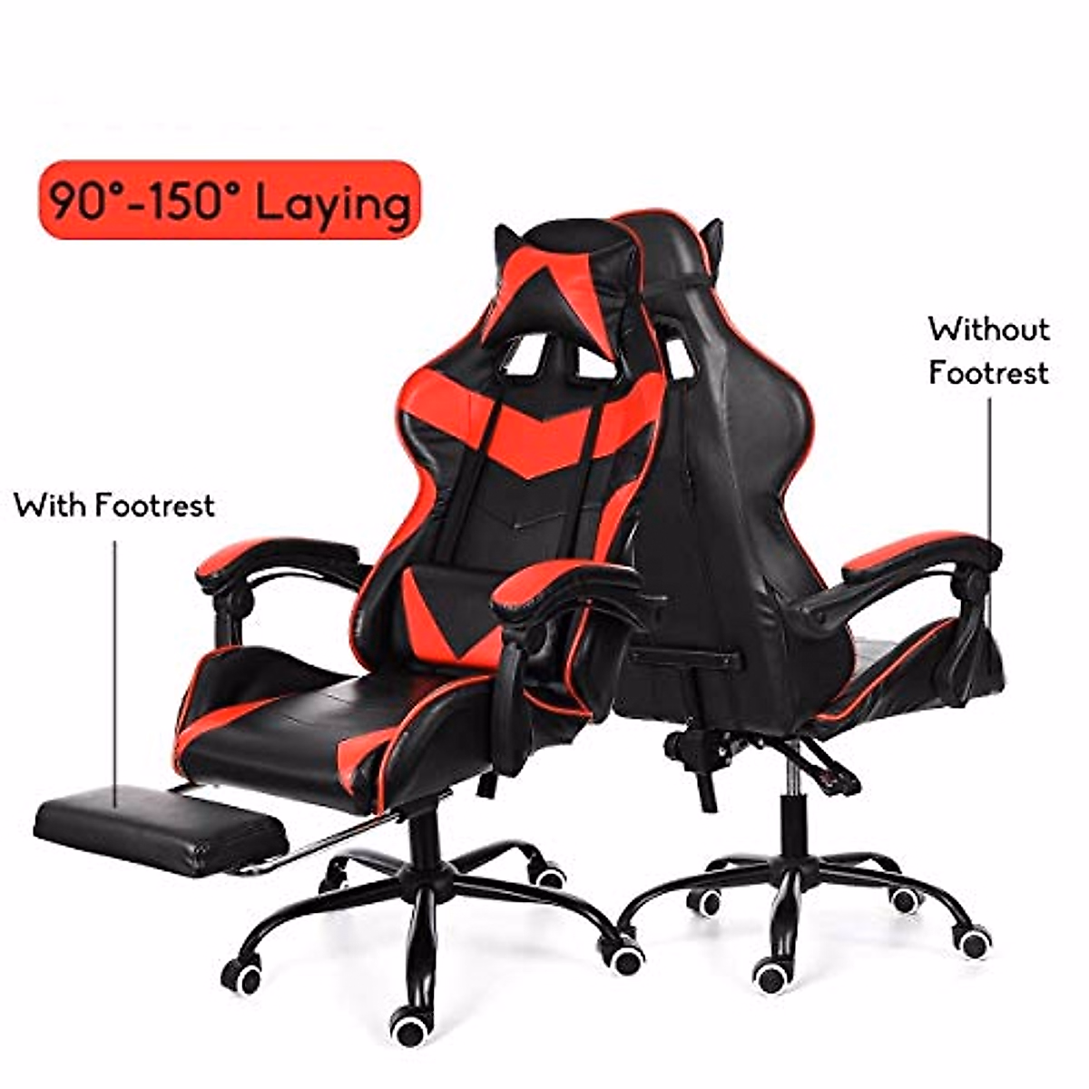 KXDTZ Executive Office Chair - High Back Office Chair with Footrest and Thick Padding - Reclining Computer Chair with Ergonomic Segmented Back, Black (Color : E)