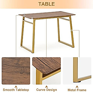JOMEED 5 Piece Dining Table Set for 4 Kitchen Table and Chairs for 4 Space Saving Metal and Wood Rectangular Dining Table with Chairs Perfect for Dining Room, Kitchen and Small Spaces