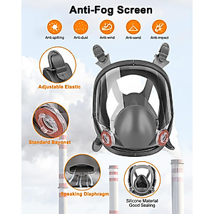 WSYBB Full Face Respirator Mask with Filters 60921 & 2097, Gas Mask Against Dust, Organic Vapor, Paint, Welding, Chemicals, Epoxy Resin, Sanding, Woodworking