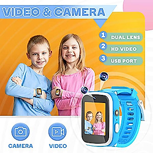 Ziegoal Kids Smart Watch for 3-12 Year Old Boys Toddler HD Dual Camera Multifunction Touch Screen Smartwatch with Game Educational Toys Birthday for Boys Age 4 5 6 7 8 9