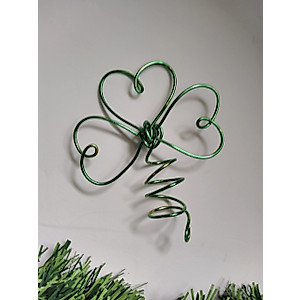 Green & Gold Shamrock Mini Tree Topper For Small St Patrick's Day Trees