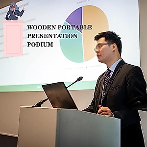 Podium Stand Modern Lecterns Wood Podium Stand Floor Standing Teacher Podiums W/Spacious Shelves Reception Desk Portable Podium Stand Has Many uses