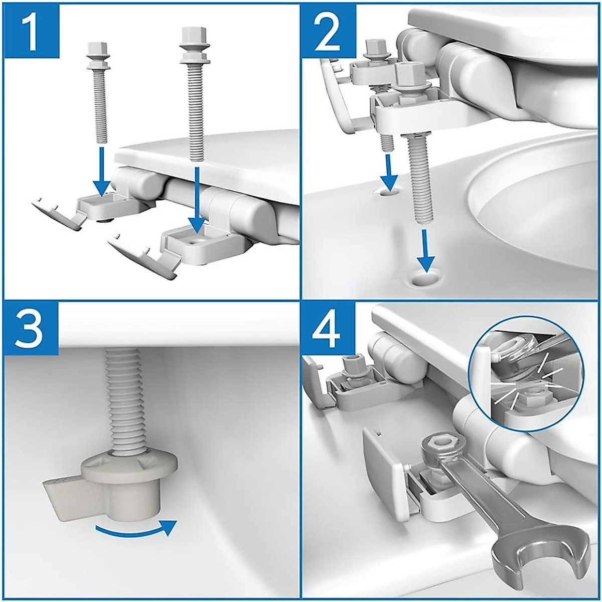 MAYFAIR 843SLOW 000 Lannon Toilet Seat will Slow Close and Never Loosen, ROUND, Durable Enameled Wood, White