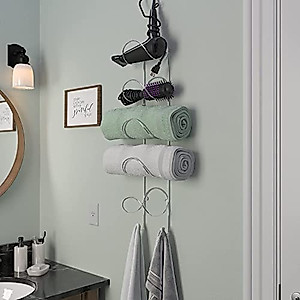 Wallniture Boto Towel Rack Wall Mounted 5 Sectional Bathroom Organizer with Hooks for Hanging Towels, Bathroom Accessories, Metal Chrome