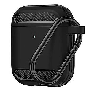 OETKER Compatible with Airpods Case Cover for Men with Keychain, Full-Body Shockproof Protective Airpod 2 Case Skin Accessories Air Pod Case for Airpods 2 & 1, Black