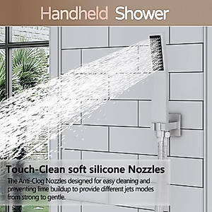 HomGoo Shower System with Tub Spout, Wall Mounted Tub Shower Faucet Set for Bathroom with High Pressure 10'' Rain Shower Head and Handheld Shower head Set, Brushed Nickel