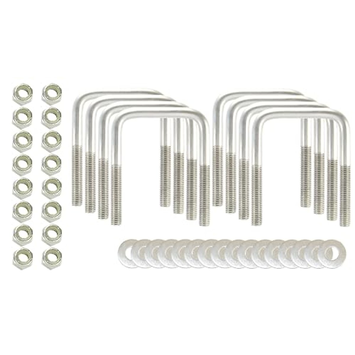 TMW - (8) 304 Stainless Steel Square U-Bolts 1/2" Diameter x 3-1/16" Inside Width x 4-5/16" Inside Height with 304 SS Lock Nuts and Washers for Boat and Utility Trailers Made in The U.S.A.