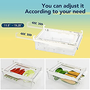 BETSO Refrigerator Organizer Bins,Refrigerator Drawer Organizer,Pull Out Fridge Drawer,Clear Container for Food,Vegetable,Fruit Fit for 𝟏𝟏.𝟖𝟏𝐭𝐨 𝟏𝟔.𝟗𝟑 𝐢𝐧𝐜𝐡𝐞𝐬 Fridge Shelf