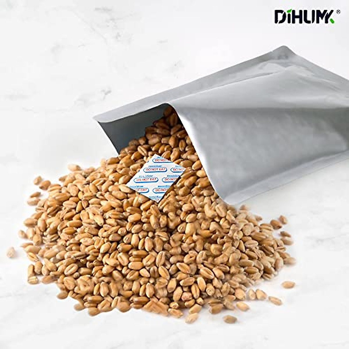 DIHUMK Oxygen Absorbers for Food Storage and Mylar Bags Vacuum Seal Long Term Containers Food Grade(400CC, 5Pcs Individual Packing, Total100)