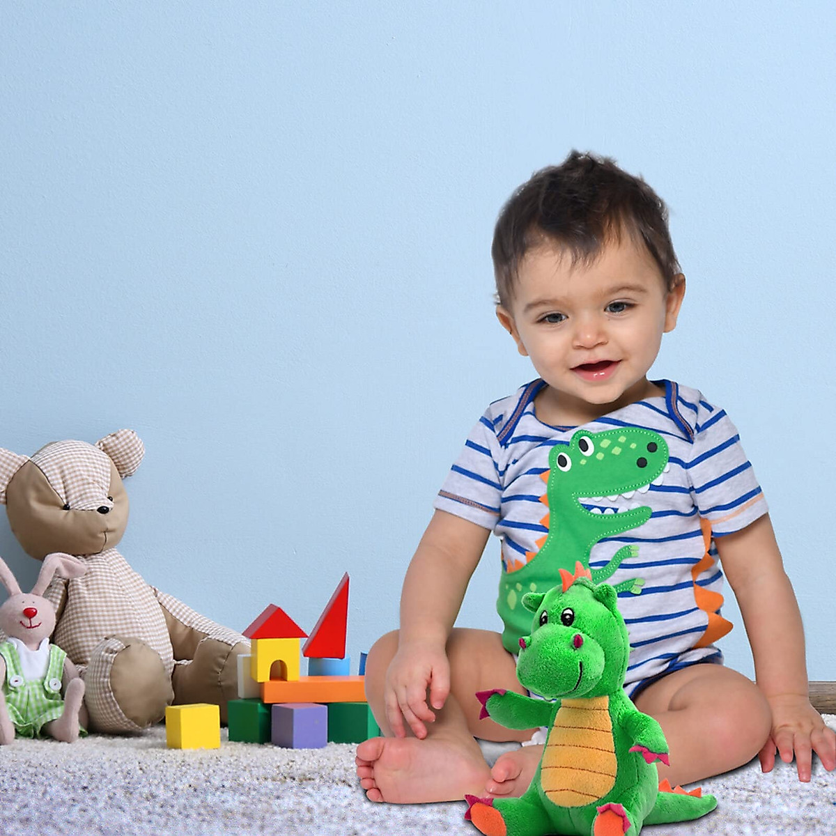 Funstuff Baby Boy Girl 5 Pack Animal Bodysuits Lion Panda Dinosaur Tiger Shark (0-3 Months)