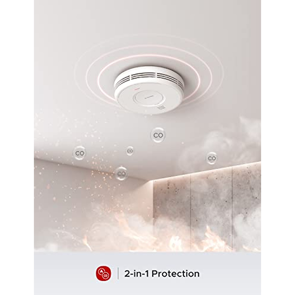 X-Sense AC Hardwired Combination Smoke and Carbon Monoxide Detector, Hardwired Interconnected Smoke and CO Detector Alarm with Replaceable Battery Backup, XP06, 1-Pack