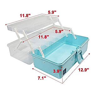 WEWLINE Sewing Storage Organizer Box 13-Inch Art Storage Box Craft Organizer 3-Layers with Handle Craft Art Bin Portable for Home School Office Travel