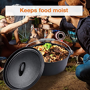 MEIGUI 5QT Cast Iron Dutch Oven, Pre-seasoned Non-Stick Dutch Oven with Lid & Lifter Handle, Round Large Dutch Oven Liners Camp Cookware Pot for Camping Cooking, BBQ, Basting, Baking, Black