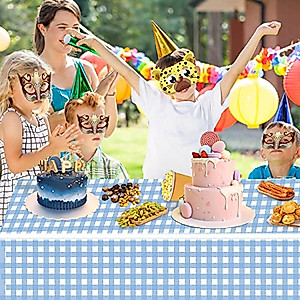 HEIPINIUYE 3 Pack Light Blue and White Checkered Tablecloth 54 ×108 Disposable Plastic Picnic Table Cover Rectangle Gingham Table Cloths for Indoor Outdoor Picnic Wedding Birthday Camping Camping