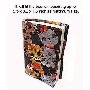 Fabric Book Sleeve Cover, Washable Novel Protector - Cats Design, Padded Book Protector for Adult, Planner Book Case, Hard Books Covers for Paperback 5.5 x 8.2 x 1.6 (Cats)
