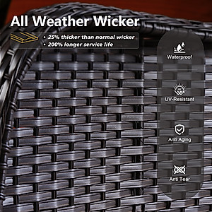 XIZZI Patio Furniture Set with 42" Fire Pit Table,7 Pieces All Weather Wicker Outdoor Furniture with Swivel Rocking Chairs,Patio Conversation Set Sofa for Deck,Backyard,Garden (Brown/Orange Red)