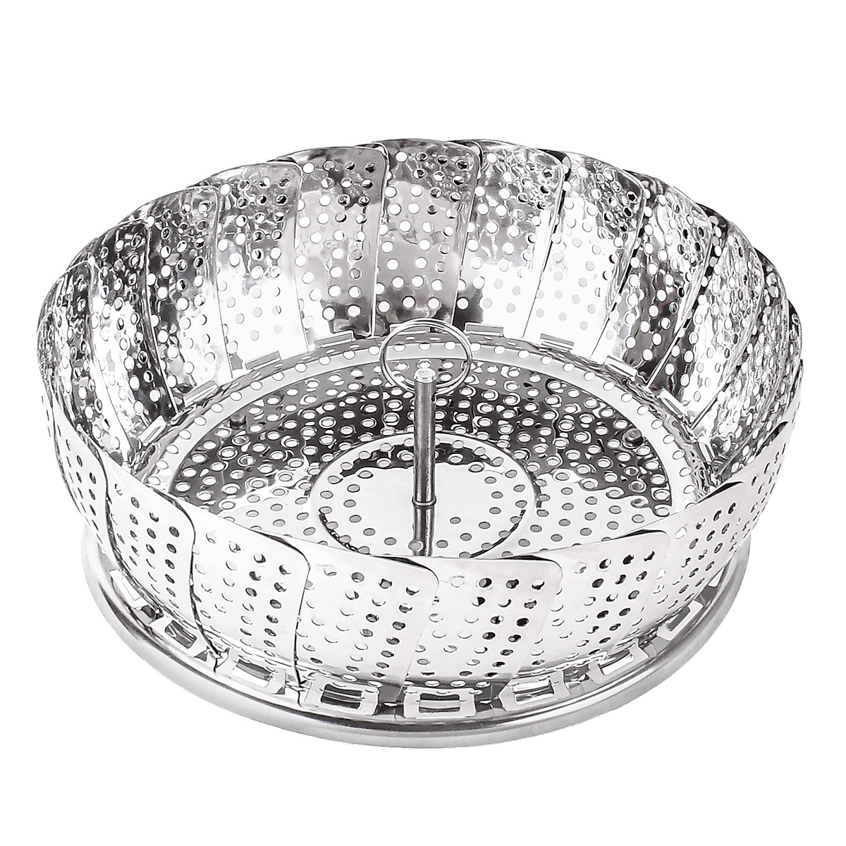 BergHOFF Steamer Basket 7" to 11" Stainless Steel 18/8 Foldable & Expandable Fit Most Pots and Pans Mirror Finish Dishwasher Safe