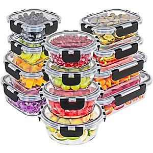Magic Mill Glass Storage Containers with lids Set | Ultimate 24pc Set with BPA-Free Airtight Locking Lids for Lunch, Food Storage, Meal Prep, Safe in Fridge, Freezer, Dishwasher Safe for Easy Clean