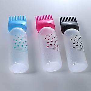 Poitemsic 3pcs 6oz Hair Color Oiling Bottles Root Comb Squeeze Applicator Bottles With Dots For Hair Dye Coloring & Oiling Care,Hair Bleach