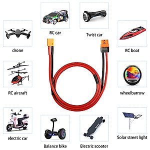 GELRHONR XT60i Extension Cable 1M, XT60 Male to XT60i Female Connector Cable 12AWG Silicon Wire, for Ebike,Drone Car Lipo Battery Charger,Solar Generator Portable Power Station