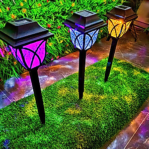 keeda Solar Pathway Lights Outdoor Waterproof Modern Style Design Solar Landscape Light for Outside Garden Yard Walkway Sidewalk Driveway (Multicolor, Pack of 4)