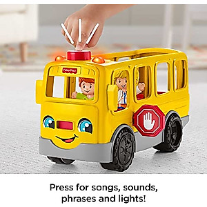 Fisher-Price Little People Musical Toddler Toy Sit with Me School Bus with Lights Sounds & 2 Figures for Ages 1+ Years