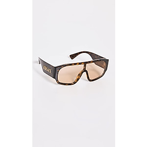 Versace VE 4439 108/73 Havana Plastic Shield Sunglasses Brown Lens