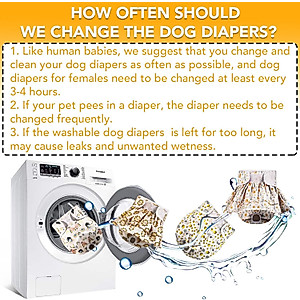 XPCARE Dog Diapers Female (4 Pack) - Washable Reusable Female Dog Diapers - Highly Absorbent Puppy Diapers for Dogs in Heat, Incontinence, or Excitable Urination (X-Large)