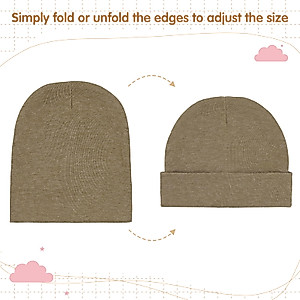 American Trends Baby Beanies for Boys Girls Newborn Infant Hat with Mittens Cute Cotton Hospital Hats for 0-6 Months 3 Pack Black & White & Gray