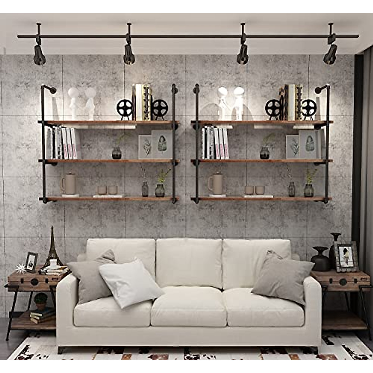 Industrial Wall Mounted Pipe Shelving,Rustic Metal Floating Shelves ...