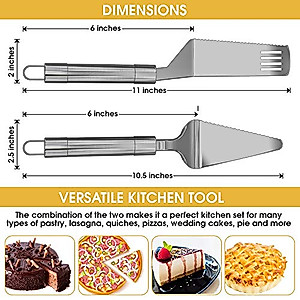 Pie Server Spatula and Cake Cutter Slicer, Stainless Steel Set - Kitchen Essentials for Cutting & Serving Desserts, Brownies, Lasagna