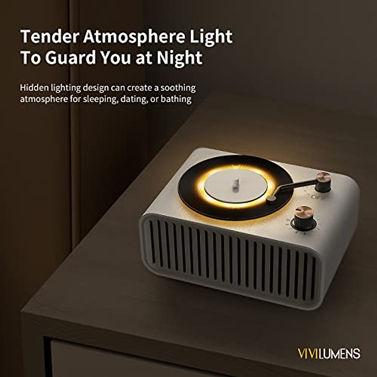 Vivilumens Gifts for Women, 4-in-1 Wireless Speaker Portable Bluetooth Speakers, Aromatherapy Diffuser with 3 Scented Tablets, Amber Night Light, Cute Room Decor, Relaxing Gift for Mom, Men, White