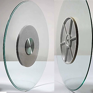 Lazy Susan Tempered Glass Heavy Duty Turntable Round Dining Table Swivel Large Tabletop Serving Plate Transparent Rotating Tray with Silent Bearing Centerpieces ( Battery *1 : Ø 60cm/24in )