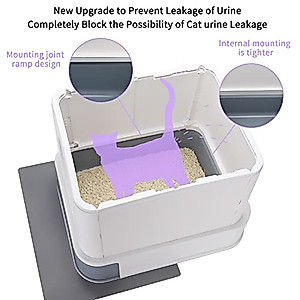 RIZZARI Foldable Cat Litter Box,Large Top Entry Anti-Splashing Litter Box with Lid,Enclosed Plastic Litter Box with Handy Litter Scoop,Drawer Type Cat Toilet Easy Cleaning (White)