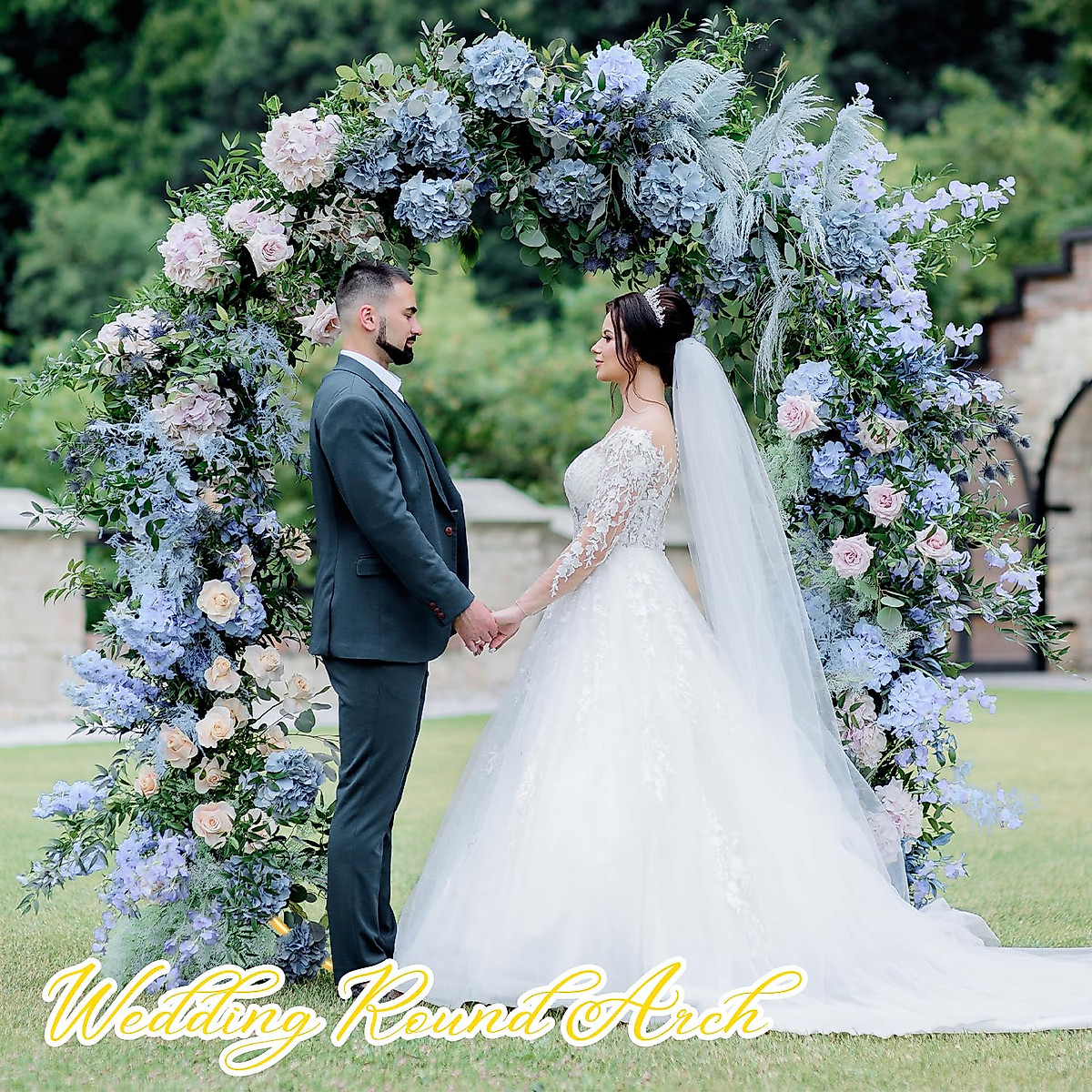 Round Backdrop Stand 7.2 ft, Metal Balloon Arch Kit Circle Frame for Parties, Birthday, Wedding, Ceremony Decorations-Gold