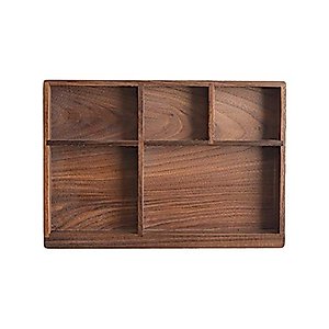 Black Walnut Western-style Drawer Type Cutlery Storage Box Desktop Solid Wood Storage Tray Tableware Organizer - 24x16.8x2.5cm (Picture 1)