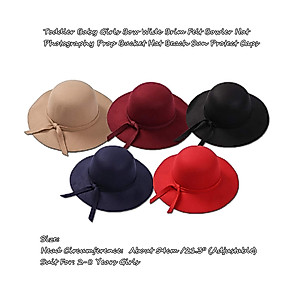 LXXIASHI Toddler Baby Girls Bow Wide Brim Felt Bowler Hat Photography Prop Bucket Hat Beach Sun Protect Caps 2-8T (Bowknot - Black (New), 2-8 Years)