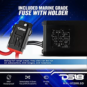 DS18 NXL-X1200.5D 5 Channel Marine Amplifier - Compact Class D Full-Range IP67 Waterproof Amp 2 Ohms 500x1 RMS 2800 Watts Great for Boats, Motorsports, Motorcycles, and All Elements Applications